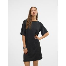 Véro Moda Midikleid VERO MODA "VMKANVA 2/4 TEE DRESS JRS GA", Damen, Gr. S, N-Gr, silber (schwarz detail:silber lurex), Jersey, Obermaterial: 73% Polyester, 22% metallisierte Fasern, 5% Elasthan, unifarben, loose fit kniefrei, Rundhals, Kleider, Sommerkleid, mit Glitzer