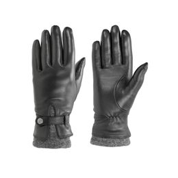 Lederhandschuhe Pearlwood "ALICIA", Damen, Gr. 7, schwarz, Lammleder, Handschuhe, Original Pearlwood Druckknopf