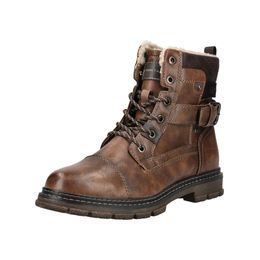 Schn&uuml;rstiefelette Tom Tailor "Tom Tailor Stiefelette Lederimitat", Damen, Gr. 44, braun, Lederimitat, Schuhe Schn&uuml;rstiefelette