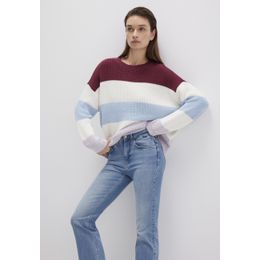 Rundhalspullover Mavi "STRIPED SWEATER", Damen, Gr. XS, cordovan, Grobstrick, 100% Baumwolle, normal, Rundhals, Pullover, Gestreifter Pullover