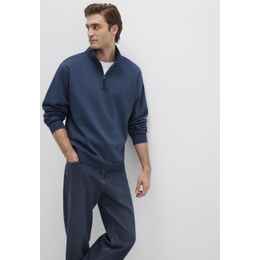 Troyer Mavi "HALF ZIP SWEATSHIRT", Herren, Gr. L, total eclipse, Stoff, 60% Baumwolle, 40% Polyester, unifarben, normal normal, ohne Ausschnitt, Pullover Troyer, Zip Up Sweatshirt