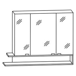 Puris c!puro Serie B Spiegelschrank 105 x 80 cm mit 3 Türen und Regal links geöffnet