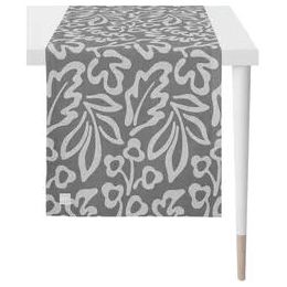 Tischläufer APELT "3971 Outdoor, Sommerdeko, Sommer", grau (grau, weiß), B:46cm L:135cm, Polyester, Tischdecken, Jacquardgewebe