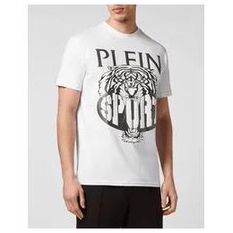 T-Shirt Plein Sport "Tiger", Herren, Gr. XL, schwarz-weiß (0102, weiß, schwarz), Obermaterial: 100% Baumwolle, Shirts