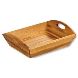 Tablett Kesper "Aufbewahrungskorb", beige (natur), B:23cm H:9cm L:31,5cm, Akazienholz, Tabletts, mit zwei Tragegriffen