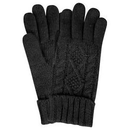 Strickhandschuhe Capelli New York, Damen, schwarz, Strick, Materialmix, Zopfmuster, unifarben, Handschuhe, elegantes Zopfstrickmuster, Umschlag am Bündchen, Wollanteil