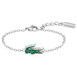 Armband Lacoste "CUTIE CROC", edelstahlfarben, grün, Armbänder, 16cm, Edelstahl