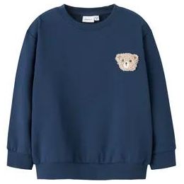 Sweatshirt name it "NMMOCTAVIO LS NREG SWEAT BRU", Jungen, Gr. 104, blau (insignia blau), Sweatware, Obermaterial: 95% Baumwolle, 5% Elasthan, bedruckt, casual, regular fit, Rundhals, Langarm Rippbündchen, Sweatshirts