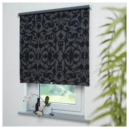 Springrollo Liedeco "Ornament" Gr. 1, grau (grau, schwarz, bitte auswählen), B:212cm H:180cm, Kunststoff, Metall, Polyester, Rollos, Rollowelle 36 mm, starke Feder