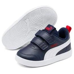 Sneaker Puma "COURTFLEX V2 V INF", Gr. 24, bunt (peacoat, high risk rot), Synthetik, Synthetik, unifarben, sportlich, Schuhe, mit Klettverschluss für Kleinkinder