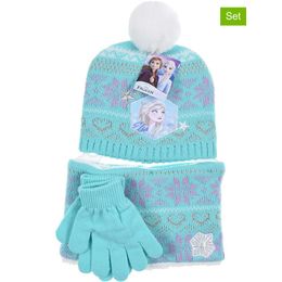 Disney Frozen 3tlg. Winteraccessoires-Set "Frozen" in Türkis - 70% | Größe 52 cm | Kindermuetzen