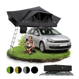 Juskys Autodachzelt Lago 140 x 240 cm - LED-Beleuchtung & Leiter - Schwarz