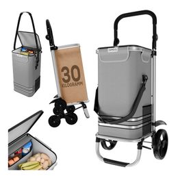 24MOVE&reg; Einkaufstrolley VEHLO 3in1 Trolley faltbarer Einkaufswagen mit K&uuml;hlfach, grau