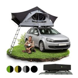 Juskys Autodachzelt Lago 120 x 210 cm - LED-Beleuchtung & Leiter - Schwarz / Grau