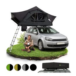 Juskys Autodachzelt Lago 120 x 210 cm - LED-Beleuchtung & Leiter - Schwarz