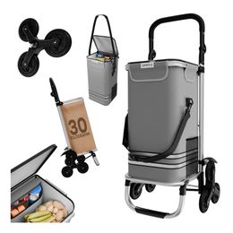 24MOVE&reg; Einkaufstrolley ALEGRE 3in1 Trolley faltbarer Einkaufswagen mit K&uuml;hlfach, grau