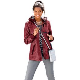 WITT Damen Steppjacke mit Details aus Samt, dunkelrot, Gr&ouml;&szlig;e 48