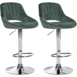 2er Set Barhocker HLO-CP278 Samt C ~ grün