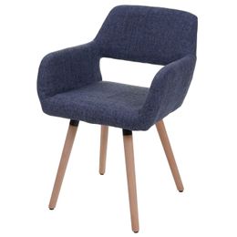 Einzelstück | Esszimmerstuhl HWC-A50 II, Stuhl Küchenstuhl, Retro 50er Jahre Design ~ Textil, graublau, helle Beine