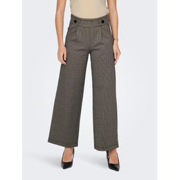 Jacqueline de Yong Anzughose JDY "JDYGEGGO MIA LONG CHECK PANT JRS NOOS", Damen, Gr. L (40), Länge 30, braun (cobblestone checks:mini check), Web, Obermaterial: 84% Polyester, 10% Viskose, 6% Elasthan, kariert, knöchellang, Hosen