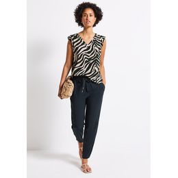 Street One Shirt in Wei&szlig;/ Beige/ Dunkelgr&uuml;n - 45% | Gr&ouml;&szlig;e 38 | Damen-tops