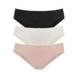 Jazz-Pants Slips Vivance, Damen, Gr. 32/34, rosa (rosé. creme, schwarz), Doppelripp, Obermaterial: 95% Baumwolle, 5% Elasthan, unifarben, bequem, Unterhosen, aus weicher und elastischer Rippware, mit zartem Röschen vorn