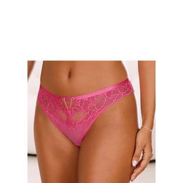 String Lascana "Alicia", Damen, Gr. 32/34, pink, Microtouch, Obermaterial: 84% Polyamid, 16% Elasthan, Unterhosen, mit schönem Bund aus feiner Spitze