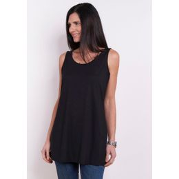 Shirttop Seidel Moden, Damen, Gr. 40, schwarz, Web, Obermaterial: 95% Viskose, 5% Elasthan, unifarben, regular fit Po-bedeckend, Rundhals, Tops Shirttop, MADE IN GERMANY