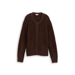 Tom Tailor Damen Boucl&eacute; Cardigan mit Wollanteil, braun, Meliert, Gr. XL