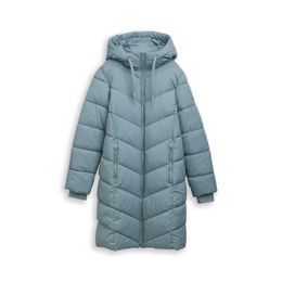 Tom Tailor Damen Puffer-Mantel mit Kapuze, grün, Uni, Gr. XL