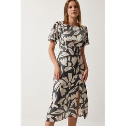 Happiness Istanbul Kleid in Anthrazit/ Beige - 67% | Größe 36 | Damen-kleider