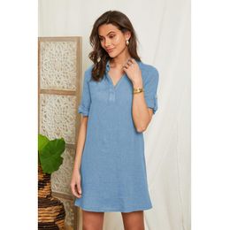 Lin Passion Leinen-Kleid in Hellblau - 79% | Größe 34/36 | Damen-kleider