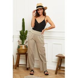 Le Monde du Lin Leinen-Hose "Valencia" in Taupe - 80% | Größe 38/40 | Damenhosen