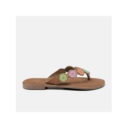 Lazamani Leder-Zehentrenner in Hellbraun - 49% | Größe 39 | Damen-sandalen