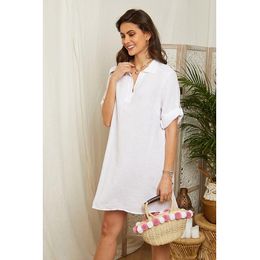 Lin Passion Leinen-Kleid in Weiß - 66% | Größe 38/40 | Damen-kleider