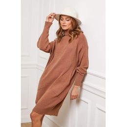 So Cachemire Strickkleid "Landreau" in Camel - 81% | Größe XL | Damen-kleider