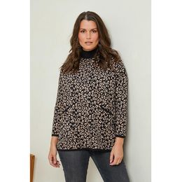 Curvy Lady Pullover in Schwarz/ Camel - 85% | Gr&ouml;&szlig;e 40/42 | Damen-pullover-cardigans