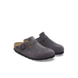 Birkenstock Leder-Clogs "Boston" in Grau - Weite N - 18% | Größe 37 | Damen-pantoletten
