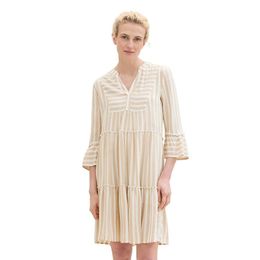 Tom Tailor Kleid in Beige/ Weiß - 74% | Größe 36 | Damen-kleider