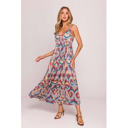 made of emotion Kleid in Blau/ Rot/ Orange - 74% | Größe L/XL | Damen-kleider