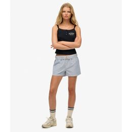 Superdry Damen Gestreifte, Elastische Shorts aus Bio-baumwolle Blue - Gr&ouml;&szlig;e: 40 2123429500142D8W019