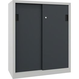 Schiebetürenschrank, Höhe 1200 mm, Vollblechtüren, BxT 1000 x 500 mm, mit 2 Fachböden, Tür anthrazit kaiserkraft