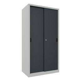 Schiebetürenschrank, Höhe 1950 mm, Vollblechtüren, BxT 1000 x 600 mm, mit 4 Fachböden, Tür anthrazit kaiserkraft