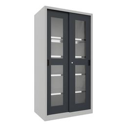 Schiebetürenschrank, Höhe 1950 mm, Sichtfenstertüren, BxT 1000 x 600 mm, mit 4 Fachböden, Tür anthrazit kaiserkraft