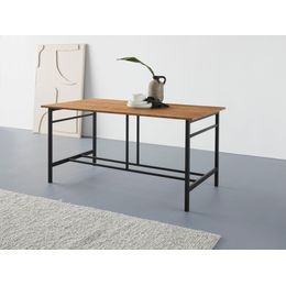 Esstisch Home Affaire "Sare", beige (natur, schwarz, natur), B:180cm H:77cm T:85cm, Tische, mit Echtholzfurnier aus Eiche