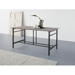 Esstisch Home Affaire "Sare", grau (graphit, schwarz, dunkelgrau), B:180cm H:77cm T:85cm, Tische, mit Echtholzfurnier aus Eiche