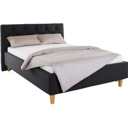 Polsterbett Home Affaire "Sunley 100", grau (anthrazit), B:163cm L:210cm, Struktur (100% Polyester);Strukturstoff (100% Polyester), Betten, Kreuzsteppung, Kopfteilhöhe 102 cm, ohne oder mit Matratze/Lattenrost
