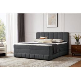 Boxbett OTTO HOME "Likely inkl. Bettkasten, Liegefläche 180x200 cm, in Boxspring-Optik", grau (anthrazit), B:194cm L:213cm, Komplettbetten, inkl. Topper, erhältlich in verschiedenen Farben