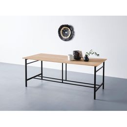 Esstisch Home Affaire "Sare", weiß (weiß geölt, schwarz, weiß geölt), B:200cm H:77cm T:85cm, Tische, mit Echtholzfurnier aus Eiche
