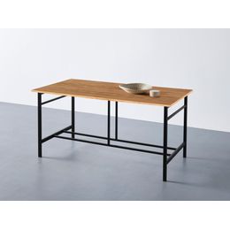 Esstisch Home Affaire "Sare", beige (natur, schwarz, natur), B:160cm H:77cm T:85cm, Tische, mit Echtholzfurnier aus Eiche